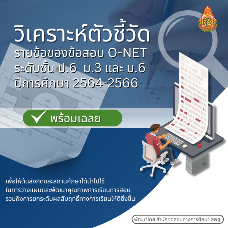 วิเคราะห์ตัวชี้วัดรายข้อของข้อสอบ O-NET ระดับชั้น ป.6 ม.3 และ ม.6 ปีการศึกษา 2564-2566 พร้อมเฉลย ...